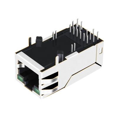 China Tab Up 1000 Base-T RJ45 PoE Ethernet Connector HFJT1-1GHP-L17RL for sale