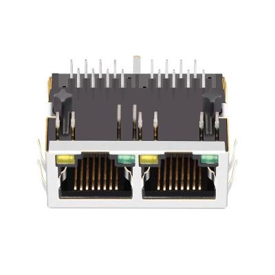 China R12-D6010123P1W-4 RJ45 Dual Port Magjack , 10/100BT Connector Cross Pluse for sale