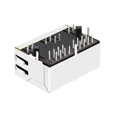 China R12-D6010123P1W-4 RJ45 Dual Port Magjack , 10/100BT Connector Cross Pluse for sale