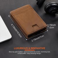 China Custom Leather Money Clip Wallet RFID Blocking Solid Color Men's Card Holder 8 Slot for sale