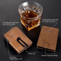 China Custom Leather Money Clip Wallet RFID Blocking Solid Color Men's Card Holder 8 Slot for sale
