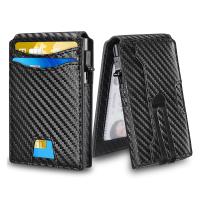 China Custom Leather Money Clip Wallet RFID Blocking Solid Color Men's Card Holder 8 Slot for sale