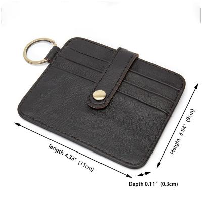 China Fashion Cowhide Leather Keychain Wallet Credit Card Holder for Men Women Custom Stitch for sale