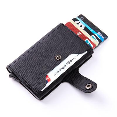 China PU Slim Wallet Carbon Card Case Kreditkartenhalter für Männer Pop-up-Kartenträger zu verkaufen