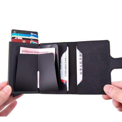 China PU Slim Wallet Carbon Card Case Kreditkartenhalter für Männer Pop-up-Kartenträger zu verkaufen