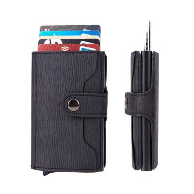 China PU Slim Wallet Carbon Card Case Kreditkartenhalter für Männer Pop-up-Kartenträger zu verkaufen