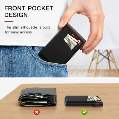 中国 ファッションスタイル オート ポップアップ ミニマリスト ビジネス RFID ブロック クレジットカード 財布 財布 販売のため