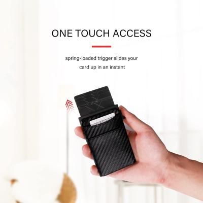中国 カーボンファイバー PU ポップアップ 財布 金銭クリップ FRID ブロック アルミカードホルダー 男性用 販売のため