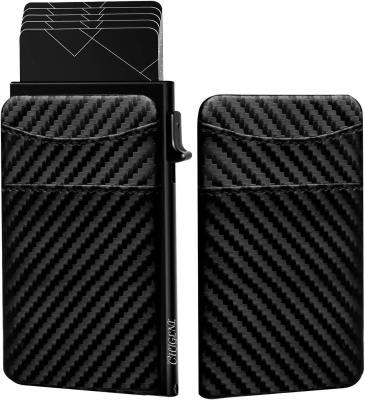中国 カーボンファイバー PU ポップアップ 財布 金銭クリップ FRID ブロック アルミカードホルダー 男性用 販売のため