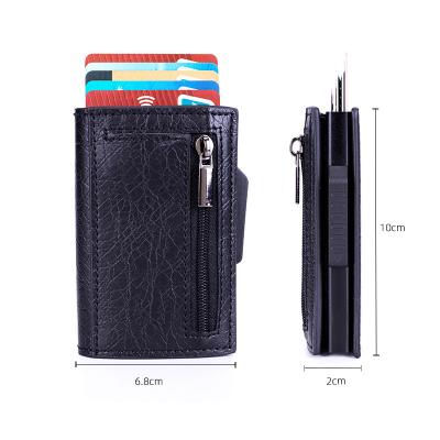 China Mens Slim Aluminium Portemonnee Kaarthouder Pop-up kaarten RFID blokkeren Crazy Horse Pattern Case Te koop