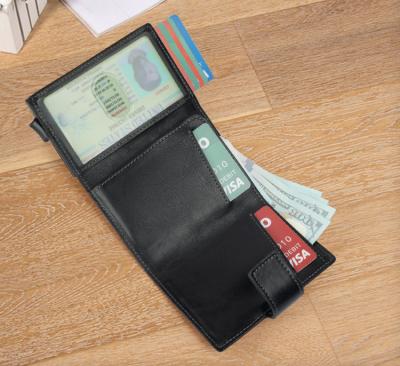 Cina Portafoglio di carte PU Crazy Horse di grande capacità con doppio blocco e chiusura RFID in vendita