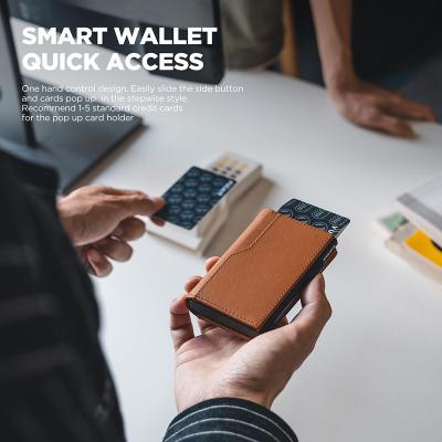 China RFID Bloqueador de cuero portador de tarjetas cartera hombre automático de identificación de pop-up Slim minimalista en venta