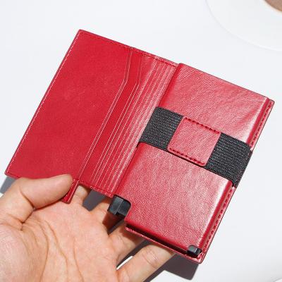 China Drievoudig leer metalen aluminium creditcardhouder RFID blok minimalistische portemonnee voor mannen Te koop