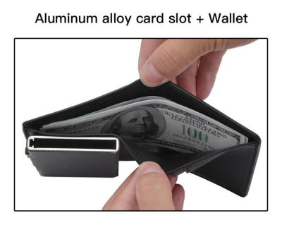 China RFID-blokkering Pop Up Aluminium Slim Echt Huid Smart Credit Card Holder voor mannen Te koop