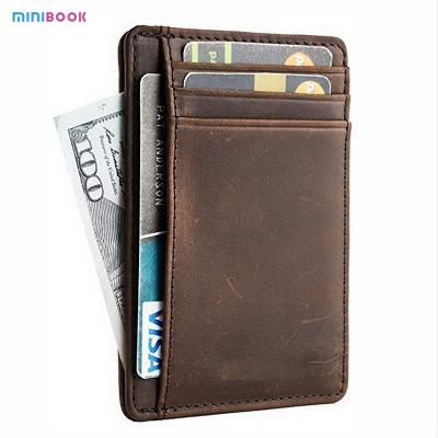Cina RFID bloccante tasca anteriore Minimalista Carbon pelle di mucca Business SD Card Holder Portafogli per uomini in vendita
