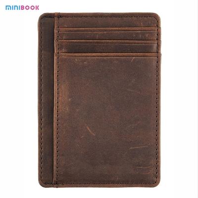 Cina RFID bloccante tasca anteriore Minimalista Carbon pelle di mucca Business SD Card Holder Portafogli per uomini in vendita