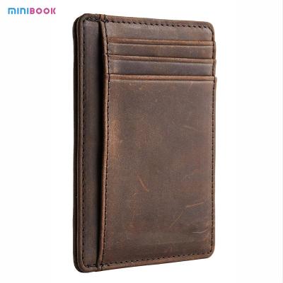 Cina RFID bloccante tasca anteriore Minimalista Carbon pelle di mucca Business SD Card Holder Portafogli per uomini in vendita