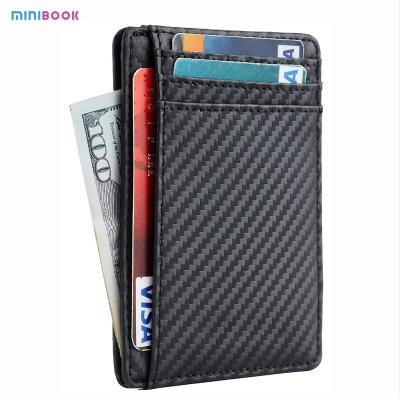 Cina RFID bloccante tasca anteriore Minimalista Carbon pelle di mucca Business SD Card Holder Portafogli per uomini in vendita