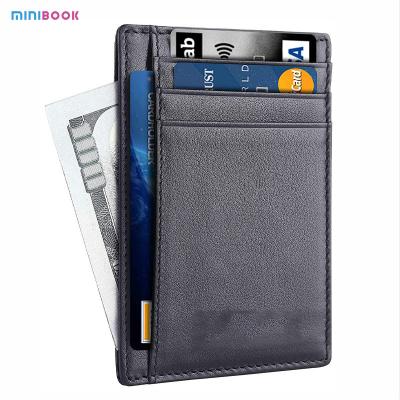 Cina RFID bloccante tasca anteriore Minimalista Carbon pelle di mucca Business SD Card Holder Portafogli per uomini in vendita
