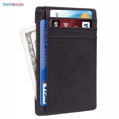 Cina RFID bloccante tasca anteriore Minimalista Carbon pelle di mucca Business SD Card Holder Portafogli per uomini in vendita