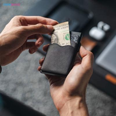 China RFID-blockende Kreditkartenhalter mit schlankem Design und Leder-Schlitten zu verkaufen