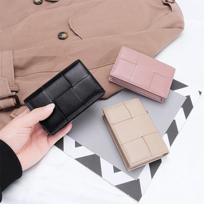 Cina Materiale Maglieria Portafoglio corto per donne pelle di pecora originale cuoio cerniera borsa da moneta borsa donna moda clip di denaro in vendita