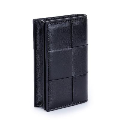 Cina Materiale Maglieria Portafoglio corto per donne pelle di pecora originale cuoio cerniera borsa da moneta borsa donna moda clip di denaro in vendita