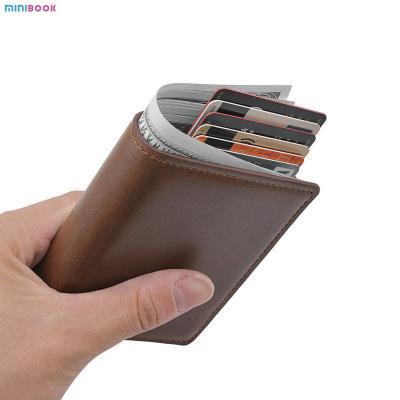 中国 PU レザー ポップアップ Rfid プッシュ スリム ミニマリスト メタル ビジネス クレジット ID 財布 男性用 ギフトボックス カードホルダー 販売のため