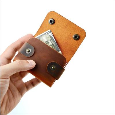 China Zakelijk cadeau Bruin Echt Lederen Creditcard Portemonnee Voor Mannen Koeien Kaarthouder Hoesje Te koop