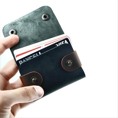 China Zakelijk cadeau Bruin Echt Lederen Creditcard Portemonnee Voor Mannen Koeien Kaarthouder Hoesje Te koop