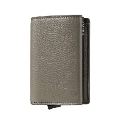 China Minimalist Echt Lederen Rijf Credit Card Geld Tas Tweevoudige Kaarthouder Wallet Voor Mannen Te koop