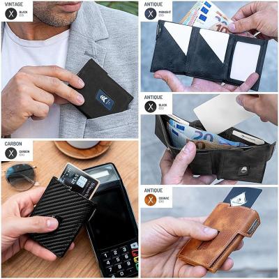 China OEM/ODM Rfid Blocking Slim Wallet Card Case Credit Card Holder For Men PU Trifold Wallet for sale