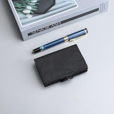 China Low MOQ Mix Modelos RFID Bloqueio Cartões de Alumínio Portfólio Saffiano Leather Card Holder Para Homens à venda