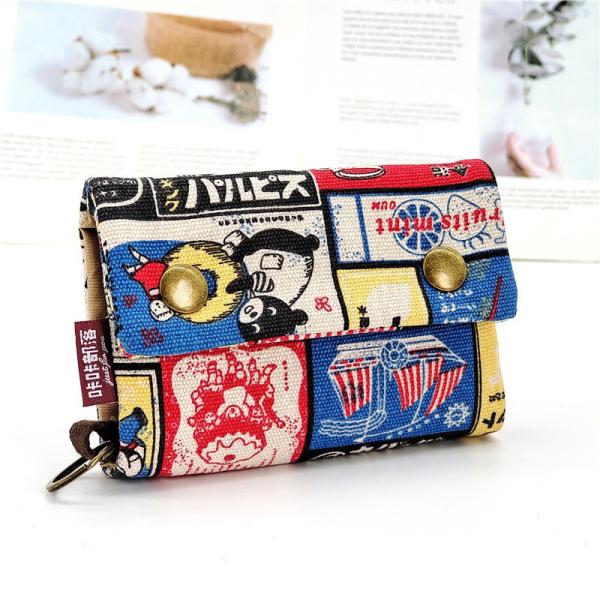 Quality None Pattern Type Denim Canvas Wallet Creative Tri-Fold Design for Keys and for sale