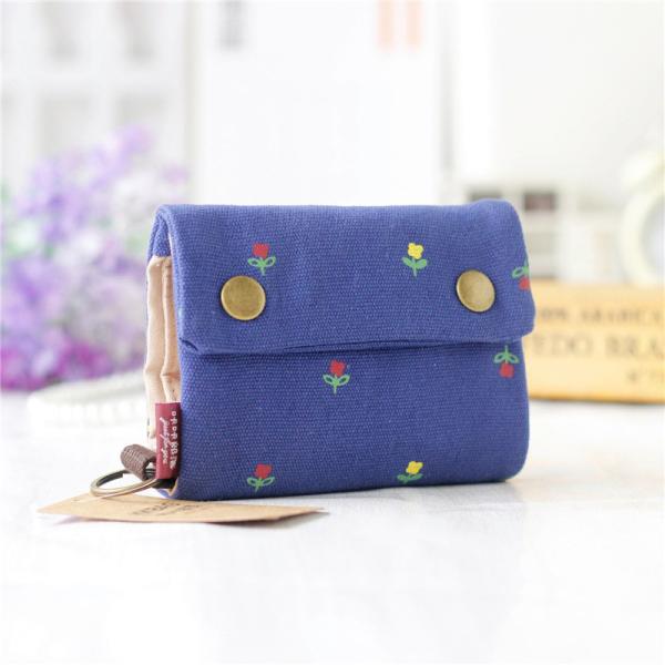 Quality None Pattern Type Denim Canvas Wallet Creative Tri-Fold Design for Keys and for sale