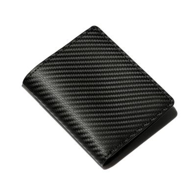 China Bolso de bolso de fibra de carbono Bolso de moedas de bolso de cartão de cartão de PU Carteira de negócios Bolsa multifuncional de bolso duplo vertical à venda