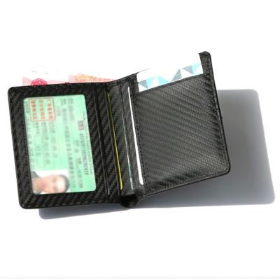 China Bolso de bolso de fibra de carbono Bolso de moedas de bolso de cartão de cartão de PU Carteira de negócios Bolsa multifuncional de bolso duplo vertical à venda