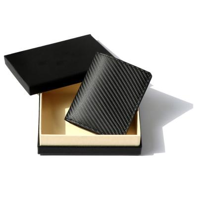 China Bolso de bolso de fibra de carbono Bolso de moedas de bolso de cartão de cartão de PU Carteira de negócios Bolsa multifuncional de bolso duplo vertical à venda