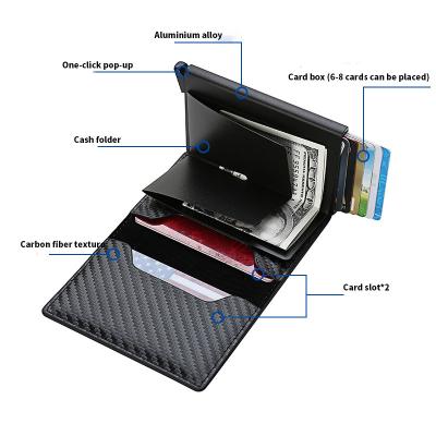 Cina Portafogli per carte di credito in pelle di fibra di carbonio nera per gli uomini in vendita