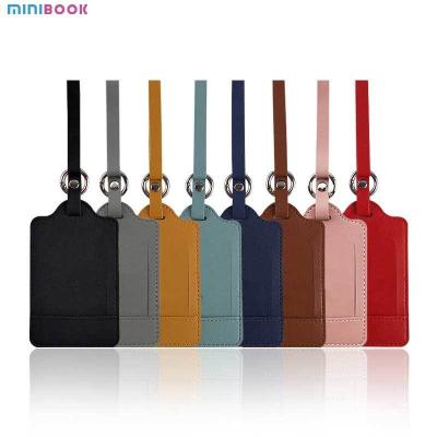 China Luggage Tag And Passport Holder Set Customized Real Pu Leather Travel Name Id Address Tag for sale