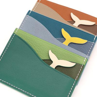 Cina Tenitore di carte in pelle sottile con blocco RFID in pelle reale in vendita