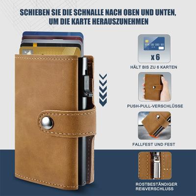 中国 本物革 軽量 薄型 RFID アルミ スリムカードホルダー 財布 低MOQ ミックスモデル 販売のため