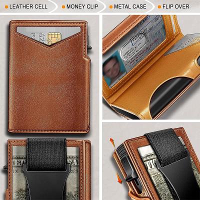 Cina Low MOQ Mix Models Minimalist Leather Credit Card Holder Wallet with Pop Up Function in vendita