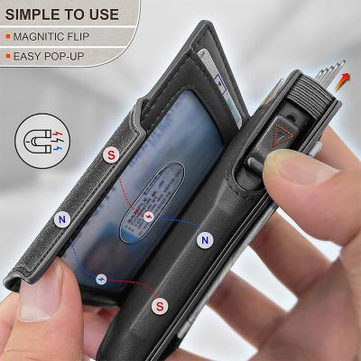Cina Low MOQ Mix Models Minimalist Leather Credit Card Holder Wallet with Pop Up Function in vendita