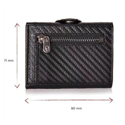 Cina PU Custom Trifold Leather Wallet RFID Blocking Men's Card holder Business Credit Carbon Fiber Wallet For Cards in vendita