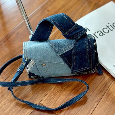 Cina Mini borsa da spalla casual per ragazze in denim patchwork con chiusura a zip in vendita