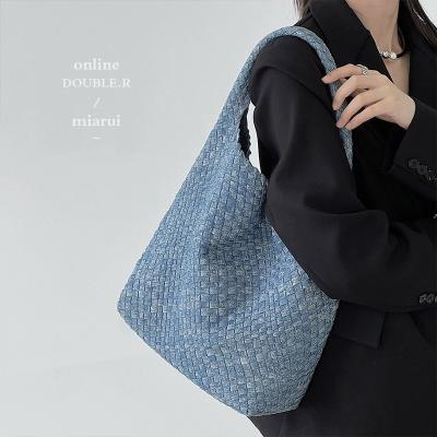 China Feminine Women's Shoulder Bags Jean Denim PU Woven Bag for Daily Ladies Handbag Purse for sale
