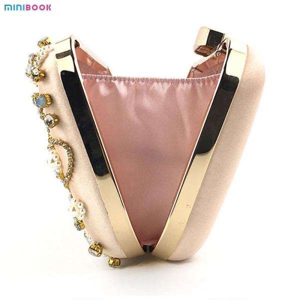 Messenger Luxury Rhinestone Women Shoulder Clutch Bag with Diamond Pearls Beads OEM/ODM