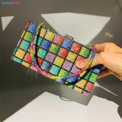 Cina Square Elegant Party Evening Clutch Purse Handbag with Luxury Designer Crossbody Bag in vendita