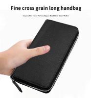 China Multi-Function Clutch Budget Long Zipper Wallet PU Leather Cross Pattern 20cm for sale